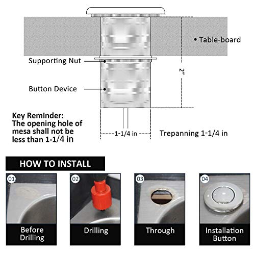 Garbage Disposal Air Switch Kit for SinkTop Waste Disposal with Stainless Steel Polished Short Air Button by briidea