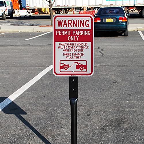 SmartSign "Warning - Permit Parking Only, Towing Enforced" Sign | 12" x 18" 3M Engineer Grade Reflective Aluminum