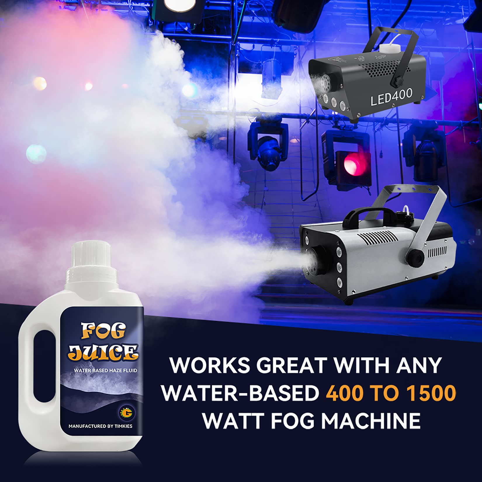 Fog Juice for Fog Machine, Fog Machine Fluid Pure Concentrate High Density, No water, for DJ Party Water Based 400 to 1500 Watt, Long Lasting, High Output - 1 Quart