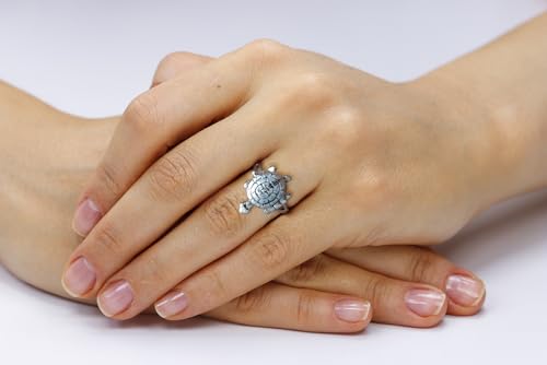 FashionJunkie4Life Sterling Silver Turtle Ring | Size 7 Poison Ring with Secret Compartment | Poison Pillbox Turtle Ring for Women & Men