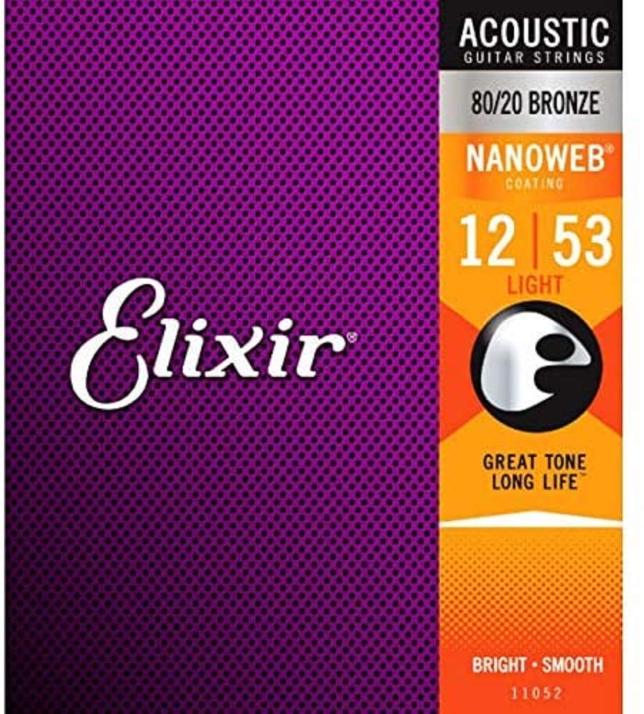Elixir Acoustic Guitar Strings (.012-.053) with Celluloid Guitar Picks - 10 Pack