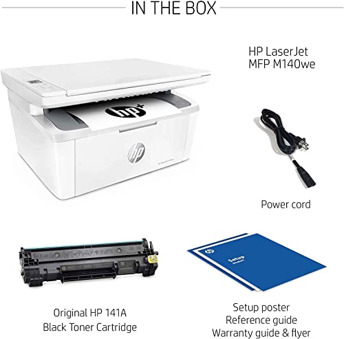 HP Laserjet MFP M140we Wireless All-in-One Monochrome Laser Printer for Home Office, White - Print Copy Scan - 21ppm, 600 x 600 dpi, and Bonus 6 Months Instant Ink, Cbmou Printer_Cable
