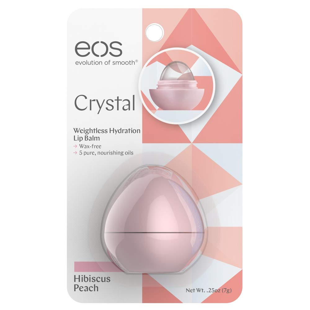 eos Crystal Lip Balm Sphere - Hibiscus Peach | 100% Wax-Free | 0.25 oz. | (Packaging May Vary)