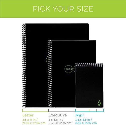 Rocketbook Smart Reusable Notebook - Lined Eco-Friendly Notebook with 1 Pilot Frixion Pen & 1 Microfiber Cloth Included - Scarlet Sky Cover, Executive Size (6" x 8.8") & Pen/Pencil Holder