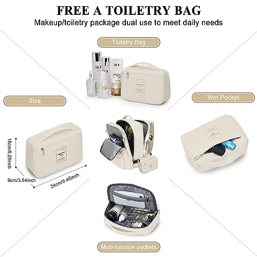 winspansy Carry on Backpack,Travel Backpack for Women Men Airline Approved Personal Item Size Hiking Gym Backpack Weekender Casual Daypack Backpack Waterproof Bag with Shoe Compartment, Beige