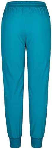 Minty Mint Women's Lightweight Durable Solid 4-way Stretch Medical Uniform Scrub Set V Neck Top Cargo Tapered Jogger Pants Nurse Veterinarian LvE3A Grey L