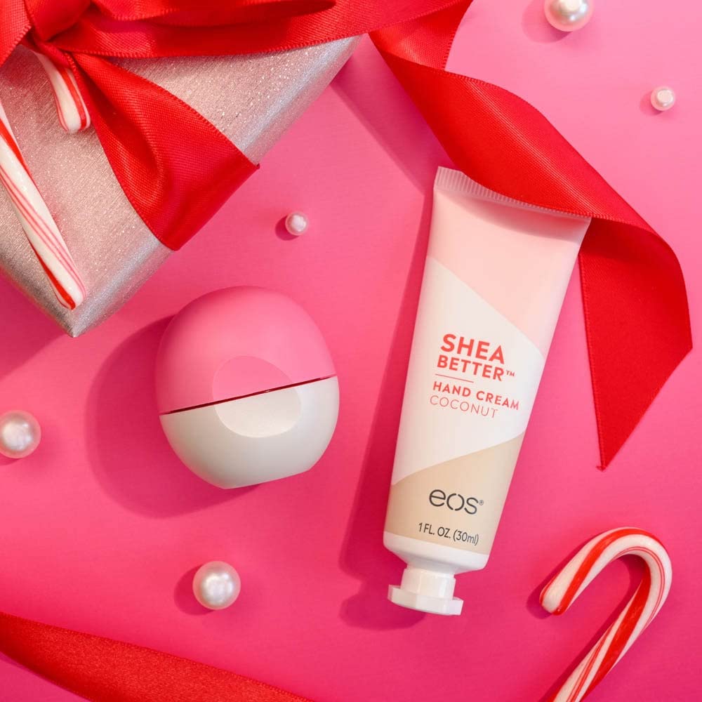 eos Limited Edition Holiday Collection- Pink Champagne Lip Balm & Coconut Hand Cream, 24-Hour Hydration, 2-Pack, Clear