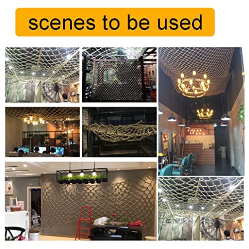 OUYOXI Rope Net for Birds, Child Protection Safety Net Treehouse Climbing Netting Heavy Duty Cargo Net Hemp Rope Net Grid 12cm Playground Swing Balcony Playset Railing (Colour:Yellow,Size