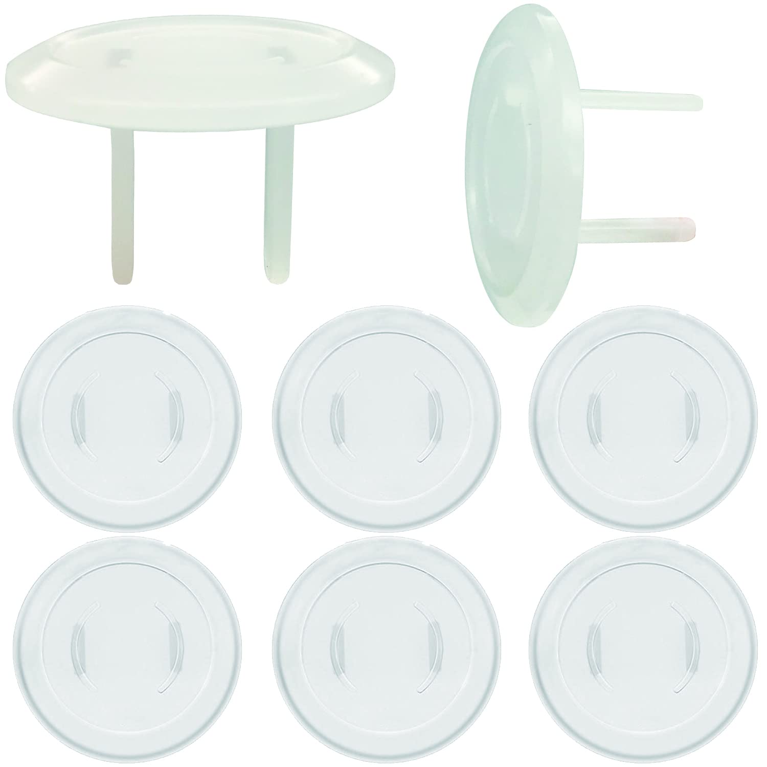 LYMGS 2-Pin Outlet Plug Covers Set, Round Electrical Insulation Clear Plastic Plug Protector for Home Baby Child Proof Safety Caps, Translucent 8 Pack