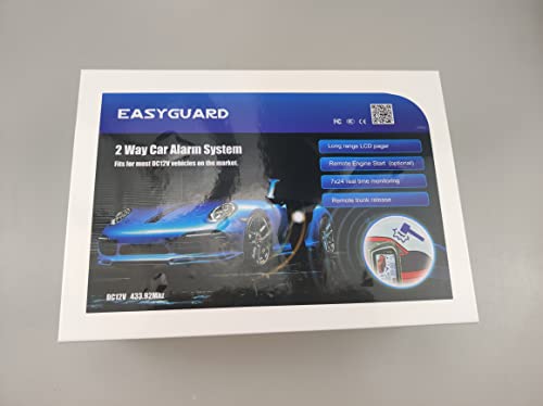 EASYGUARD EC203 2 Way car Alarm System with LCD Pager Display, ultrasonic Sensor & Shock Sensor DC12V