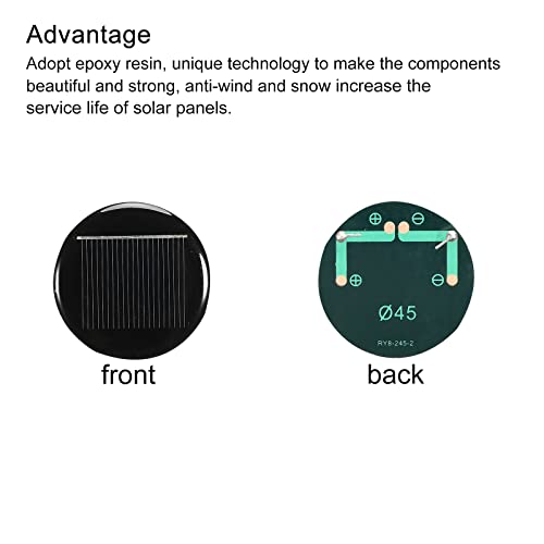 MECCANIXITY Mini Solar Panel Cell 0.5V 270mA 0.135W 45mm for DIY Electric Power Project Pack of 5