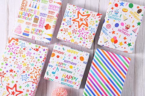 Sikiweiter Birthday Wrapping Paper Sheet - 10 Sheets Folded Flat Gift Wrapping Paper for Boys Girls Men Women - 19.7 x 27.6 Inches Per Sheet