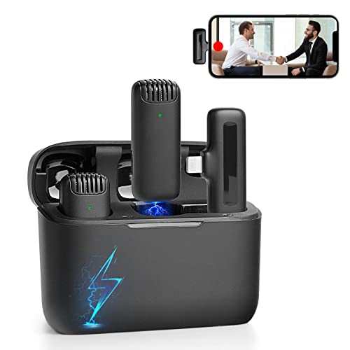 GARMEE Wireless Lavalier Microphone for iPhone, iPad - 2 Pack with Charging Case, 7H Professional Lapel Microphone Cordless Mini Mic, Clip on Microphone for Recording, Podcast Vlog YouTube TikTok