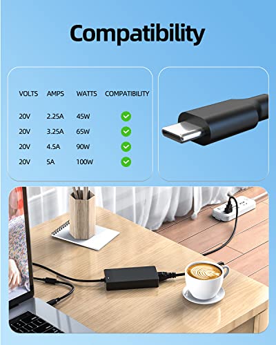 USB C Laptop Charger Fit for Dell Inspiron 14 16 Plus 7420 7620 Vostro 7620 P157G003 P117F003 P117F004 AC Adapter Power Supply Cord