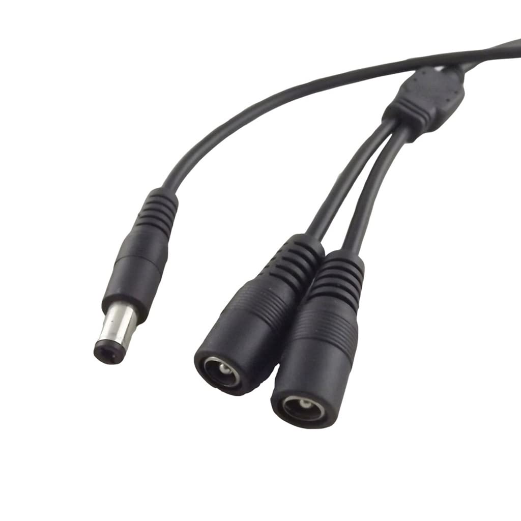 UpperFu DC Power Y Splitter Cable, 2 Pcs 5.5mm x 2.5mm 1 Male to 2 Female DC Power Extension Adapter Cable for CCTV Surveillance Cameras Surveillance Routers DVR Led Light Strips