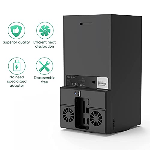 FASTSNAIL Vertical Cooling Fan for Xbox Series X, USB Powered Cooling Stand with Dual Fans and USB Port for Xbox Series X Console