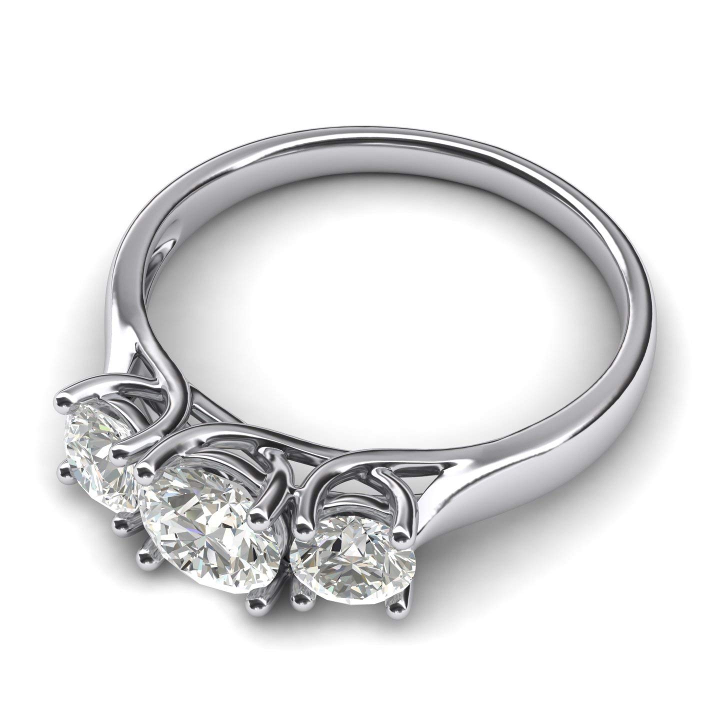 Fine 10k White Gold Three Stone Trellis Simulated Diamond Ring Promise Engagement ring 2.0ctw for Women (9)