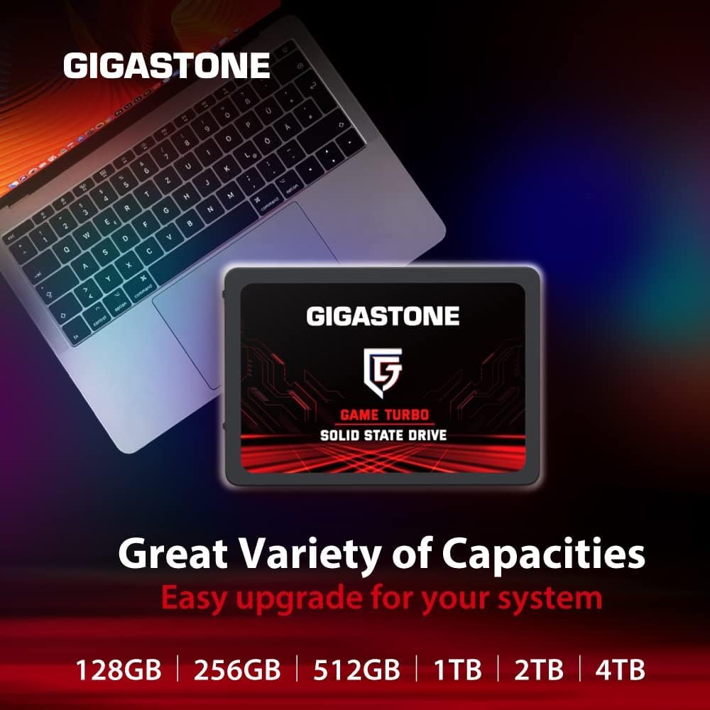 Gigastone SATA SSD 256GB (2-Pack) 2.5 inch SSD 520MB/s Upgrade Laptop PC Memory and Storage PS4 HDD Replacement 2.5" Internal Solid State Hard Drives SATA III SLC Cache 3D NAND Game Turbo Performance