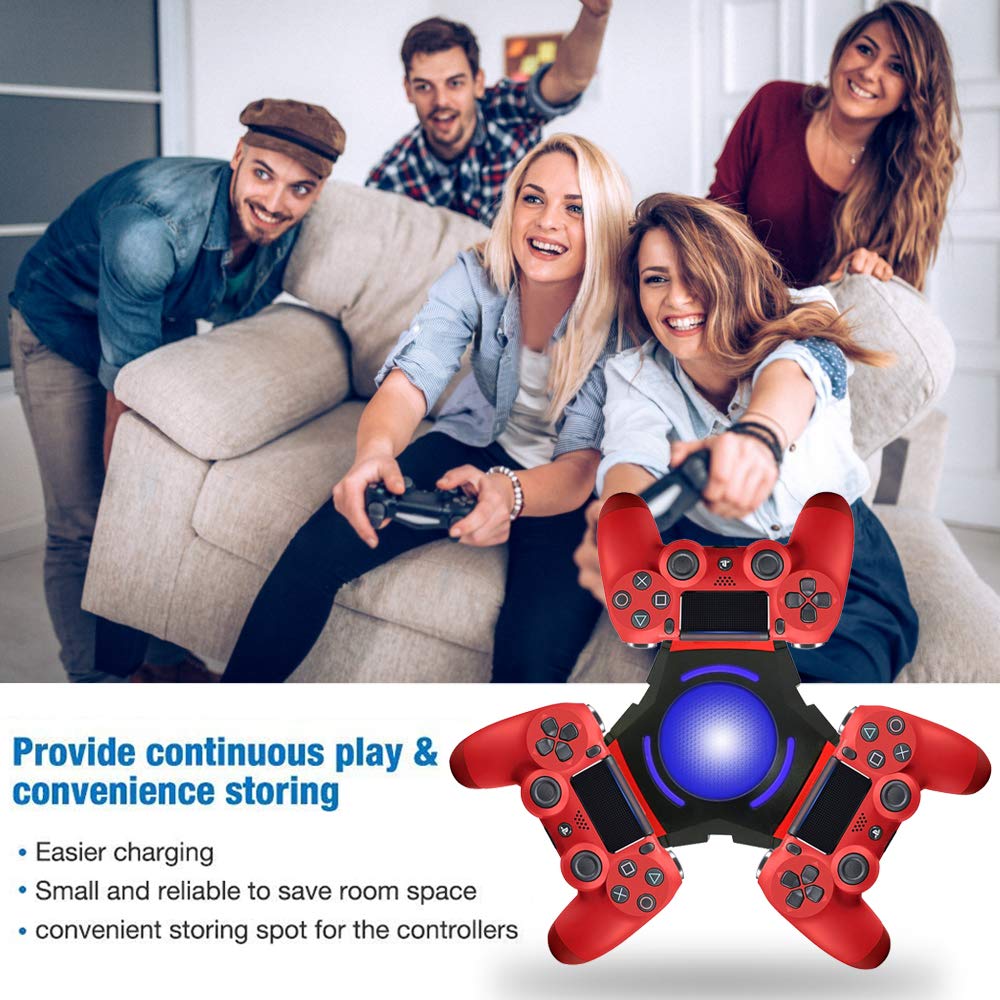 ElementDigital PS4 Controller Charger PlayStation 4 Charging Station PS4 Charging Dock PS4 Ternary Charger Charing 3 PS4 Dualshock 4 Controllers with Micro USB Charing Cable