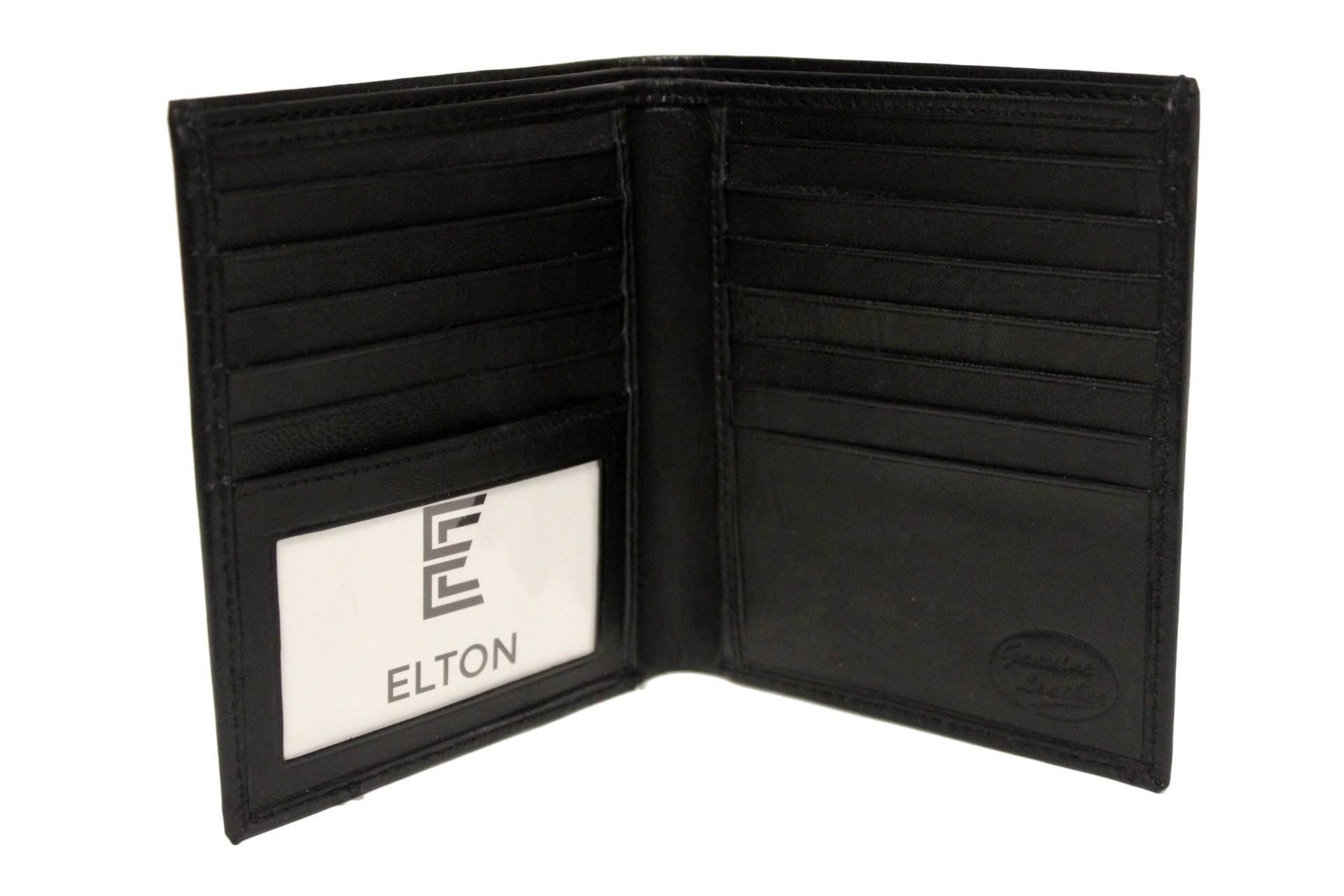 E Elton Genuine Lambskin Leather Hipster Bifold Wallets for Men Black Extra Large Bifold Wallet- RFID Protection
