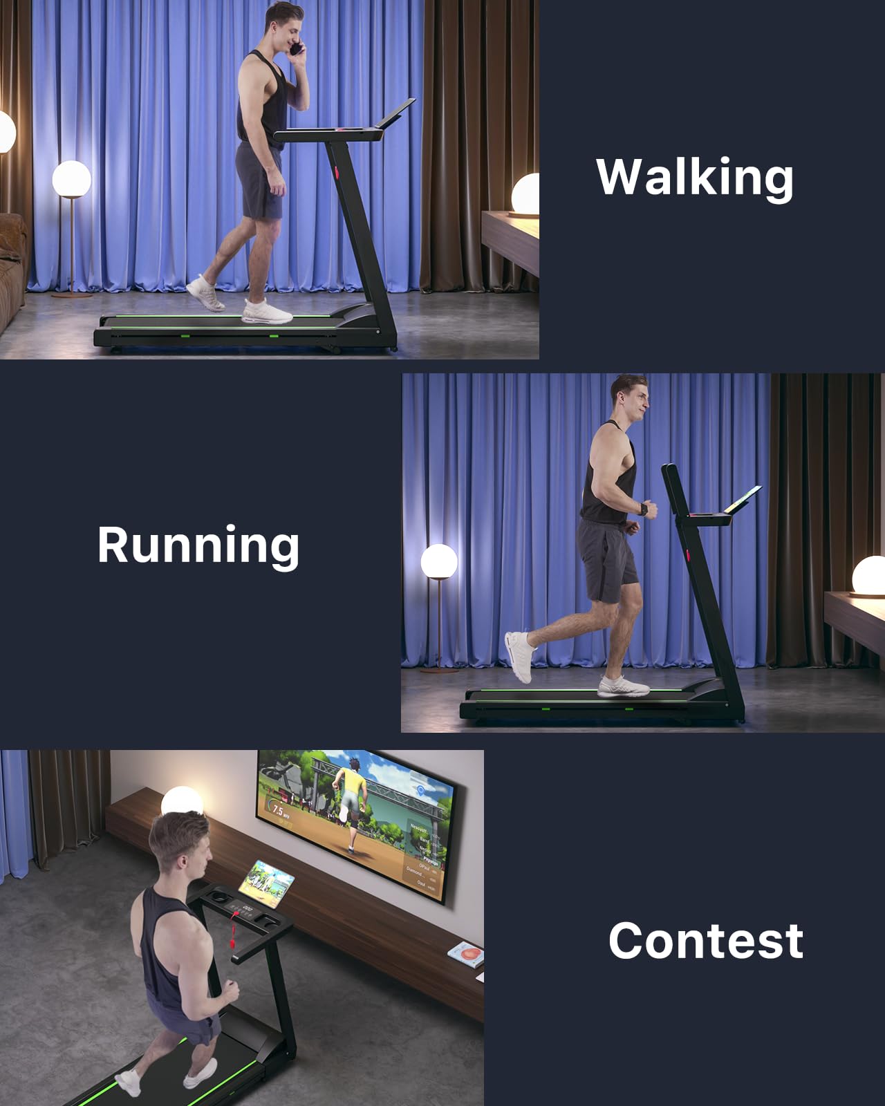Foldable Treadmill with 300 LBS Capacity, Portable Folding Treadmill with Preset Programs, 3.0 HP Compact Treadmill for Home Small Space