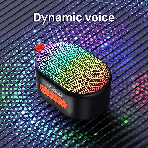 PUNKWOLF Bluetooth Speakers, Wireless Portable Speaker with RGB Lights, Compact Size, Dual Pairing, HD Sound, TWS, Waterproof, Suitable for Mobile Phones, Tablets and Laptops