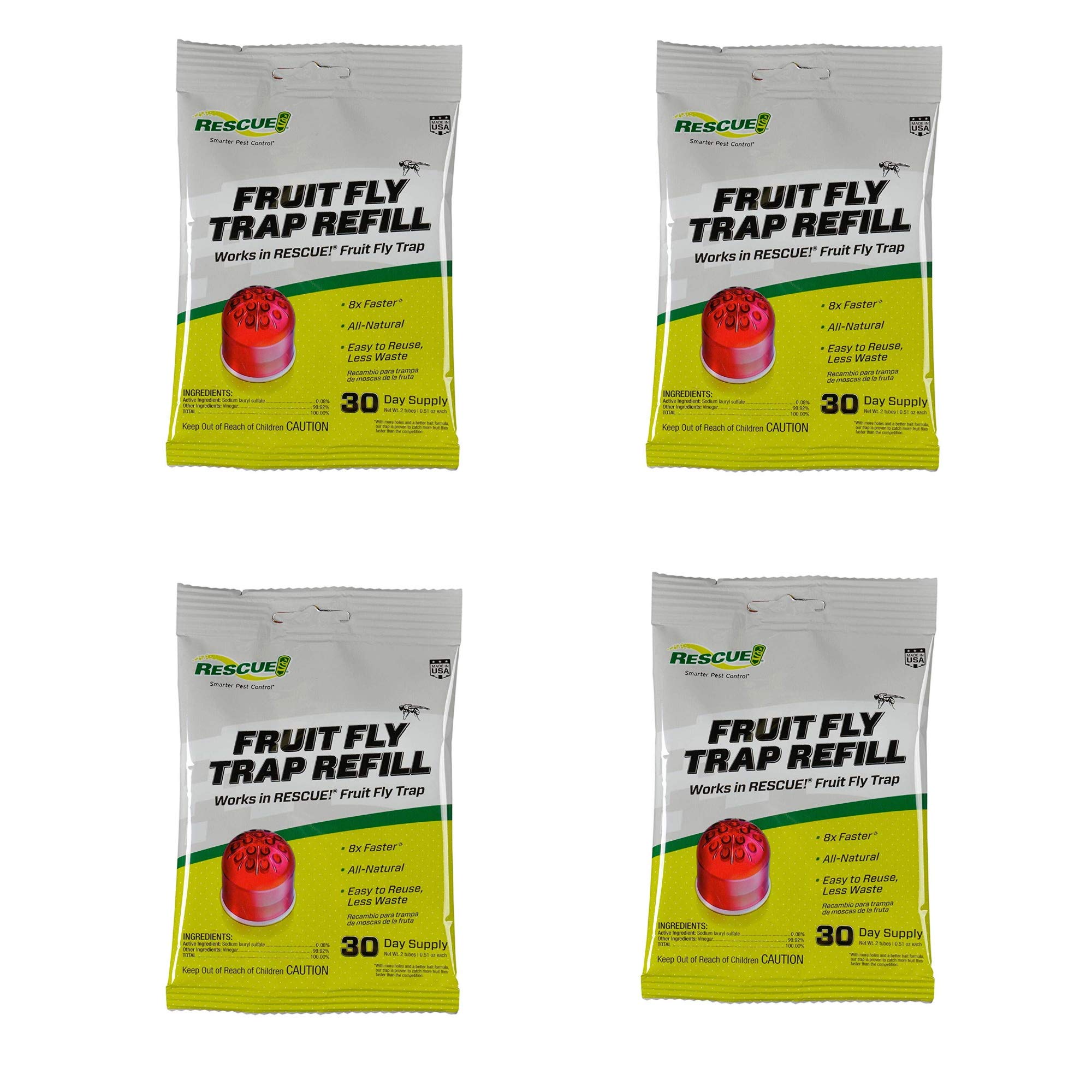 Rescue FFTA Non-Toxic Fruit Fly Trap Attractant Refill, 30 Days, attaractant, 4 Pack