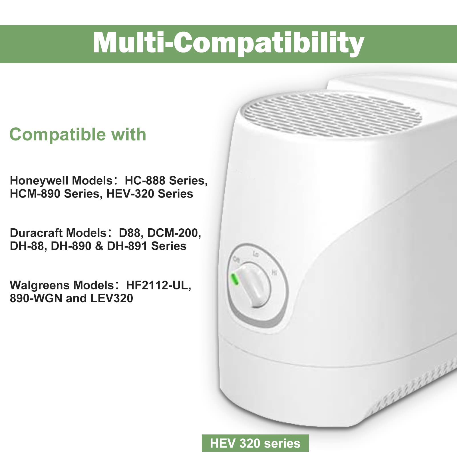 Future Way HC-888 Humidifier Filter C Compatible with Walgreens Cool Mist Humidifier, Honeywell HC 888 Series, HCM 890 Series, 3-Pack