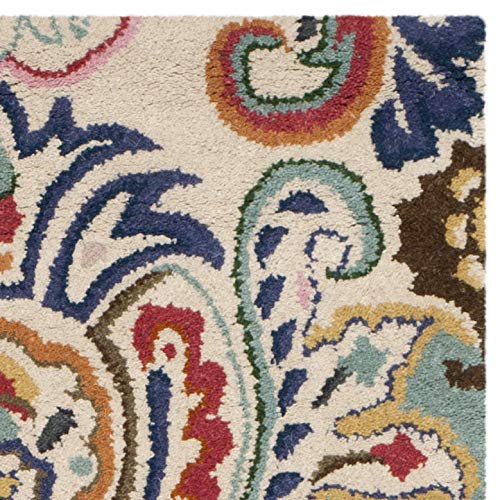 SAFAVIEH Bella Collection 2'3" x 7' Ivory/Blue BEL118A Handmade Boho Premium Wool Runner Rug