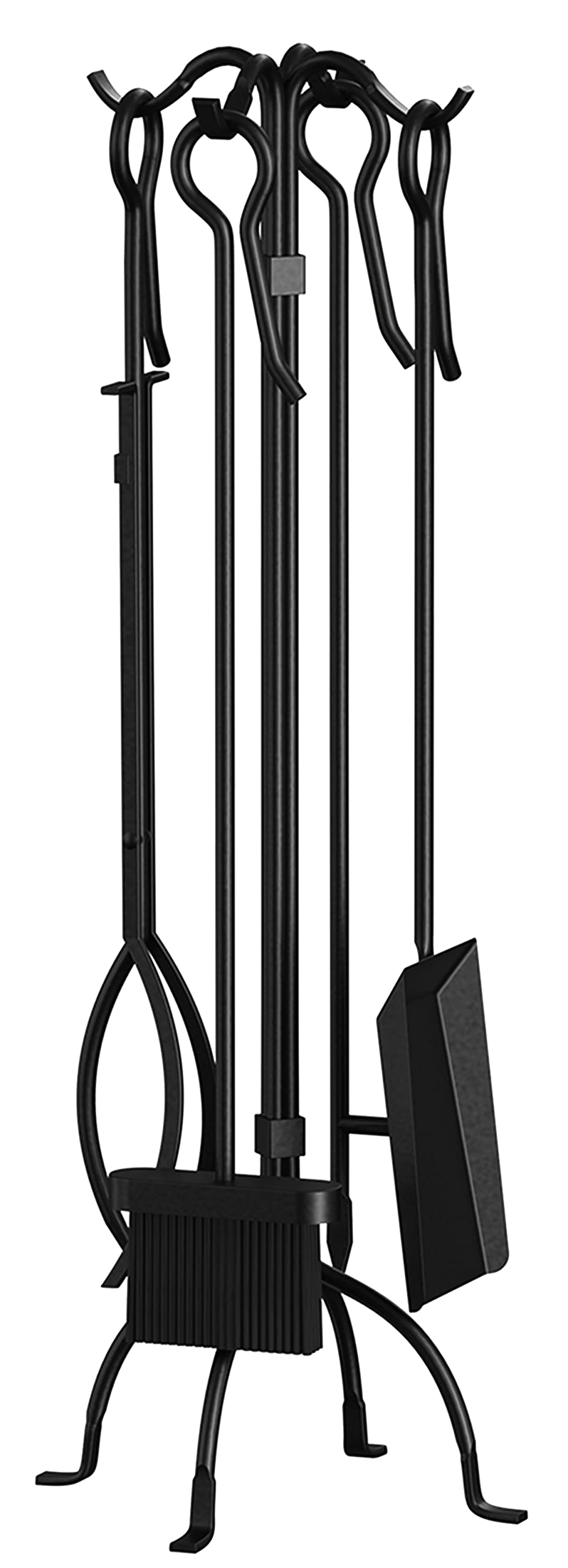 Fire Beauty 5-Piece Fireplace Tools Set, Heavy Duty Wrought Iron Fire Place Toolset, Black
