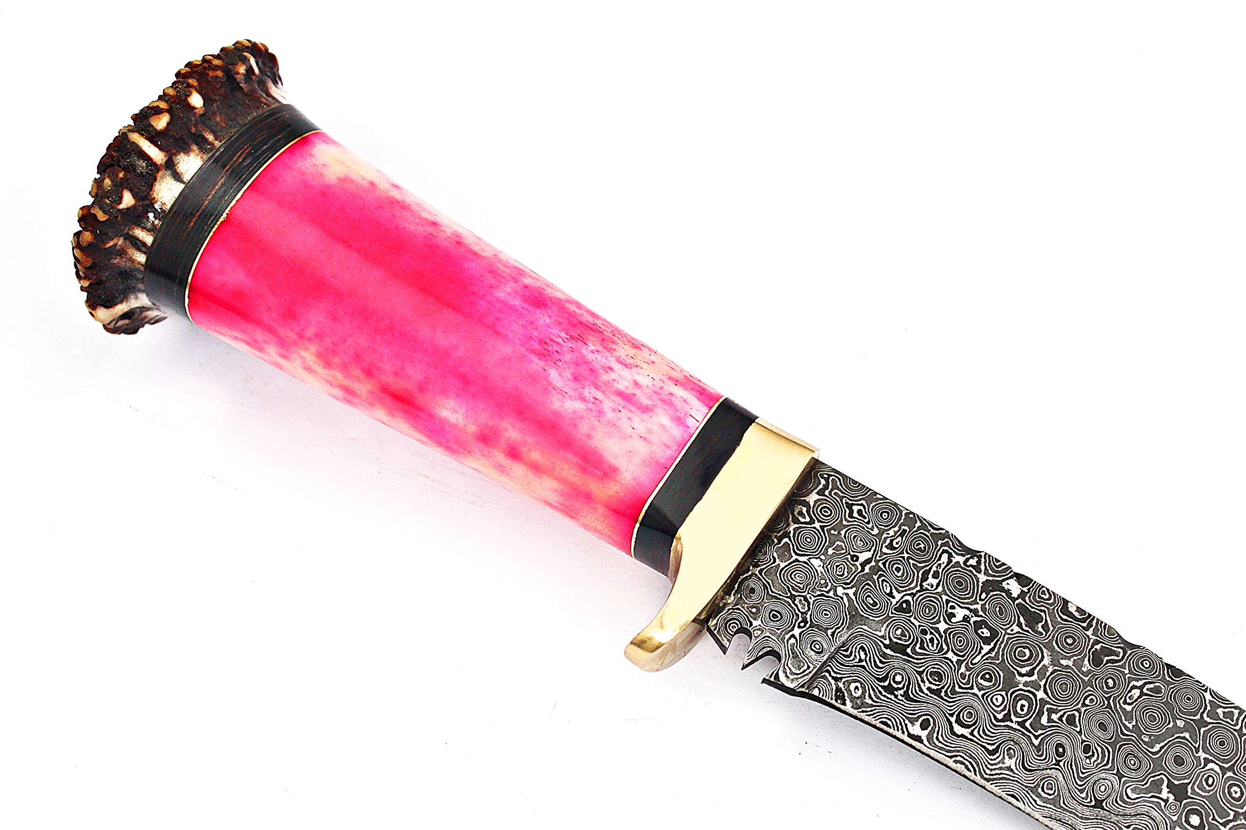 FAYYAZ BROTHERS Custom Made Damascus Steel Hunting Knife/Kukri Knife FBK-18730 (Red Colored Bone)