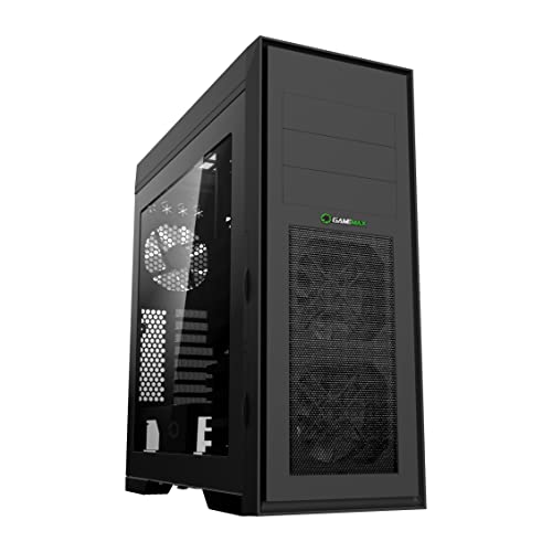 GAMEMAX Full Tower Chassis with Front Mesh Ventilation and ODD and Window Cases, ATX - High Airflow, 3 x LEDs Blue Cooling Fans Included, Black (Master M905)