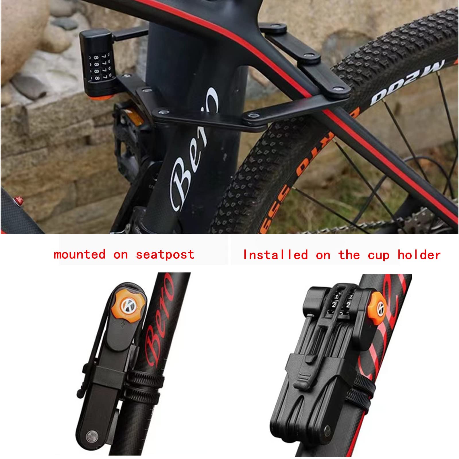 Folding Bicycle Combination Lock, Mountain Bike Lock, 4-Digit Password Anti-Theft Bicycle Lock, Bicycle Safety Combination Chain Lock