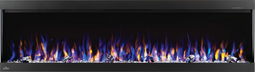 Napoleon Trivista Pictura 60 3-Sided Electric Linear Fireplace - Built-in Design - Multi-Color Flames with Large Crystal Cubes and Natural Looking Birch Logs - NEFL60H-3SV