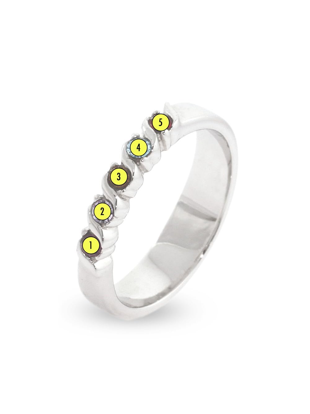 EVE'S ADDICTION Women's Sterling Silver Custom 5 Stone Simulated Birthstone Ring, ring sizes 8 Mother and Child Ring - Gift for Mom - Gifts for Mom