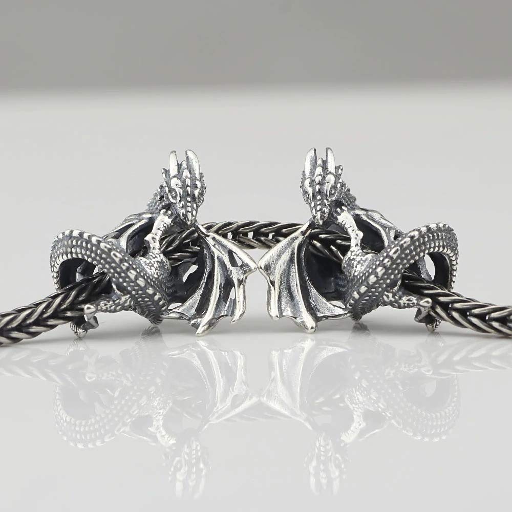 Fairytale Ice Fire Dragon Sterling Silver Charm Bead For Pandora & Similar Charm Bracelets & Necklaces