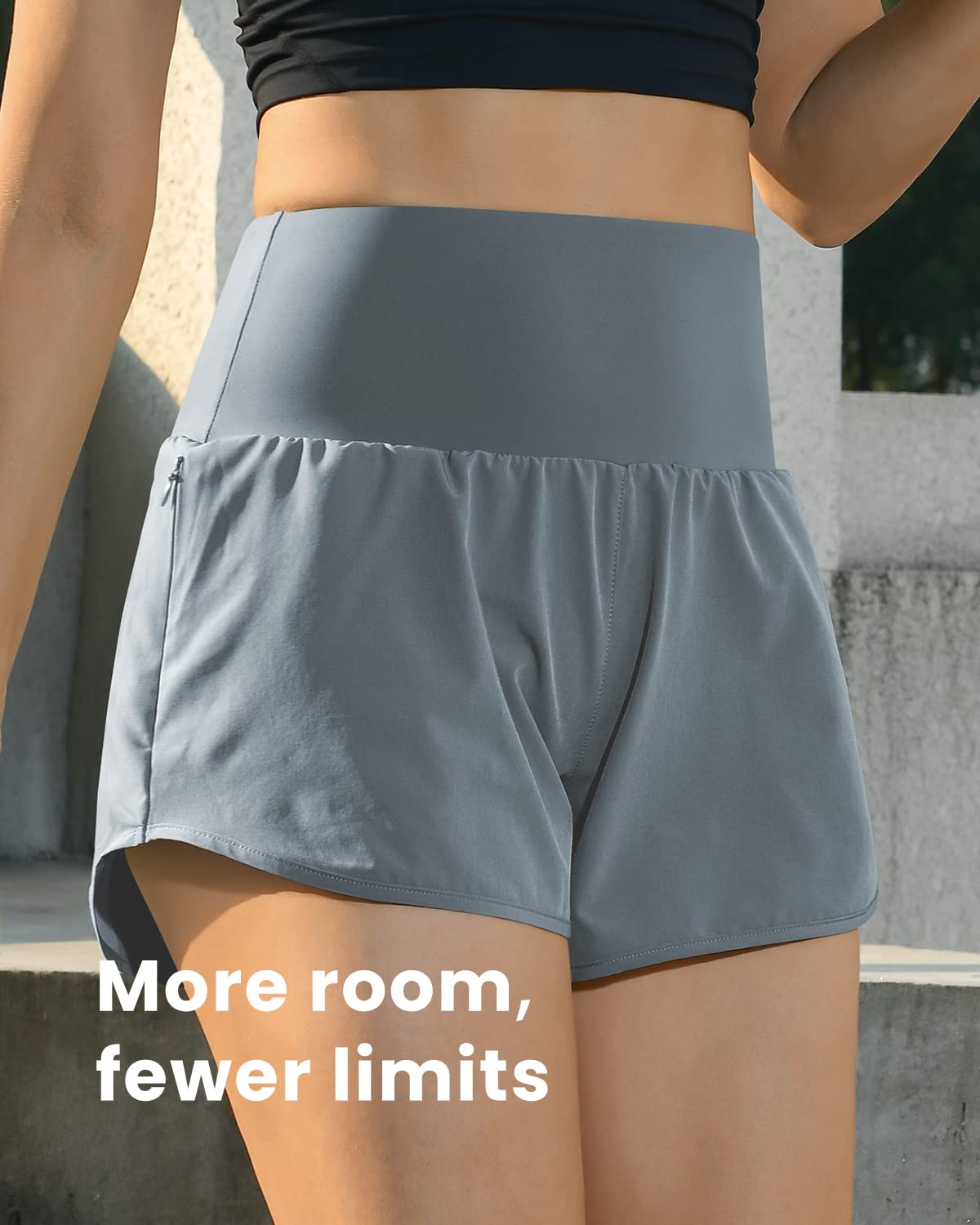 GYM RAINBOW Womens High Waisted Athletic Shorts Quick Dry Lightweight Running Shorts with Pockets Gym Workout Shorts(#6 Black,Medium)