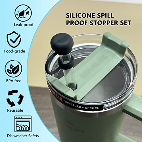Silicone Spill Proof Stopper Set,Compatible with Stanley 30&40 Oz Tumbler 1.0,6 pack Stanley Cup Accessories, Spill Stopper for Stanley Cups Accessories (Black 6Pack)