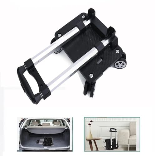 Hand Truck with Telescoping Rod and 4 Wheels, Heavy-Duty Folding Cart for Luggage, Backpacks and More, Black