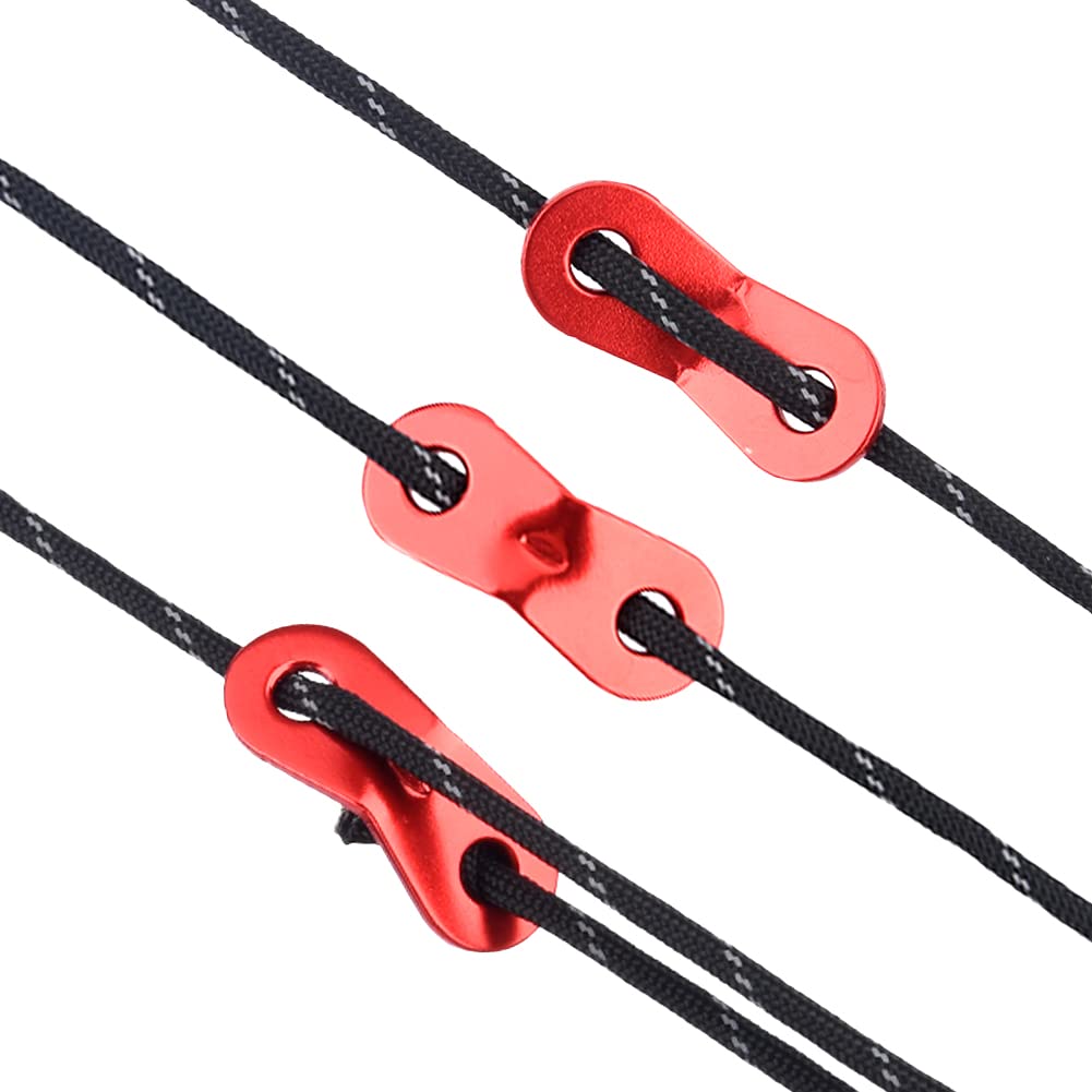 Fawcotu 8pcs Reflective Tent Rope,4m Camping Rope Lightweight Guy Lines Tent Cord with Adjuster for Outdoor Hiking Accessories