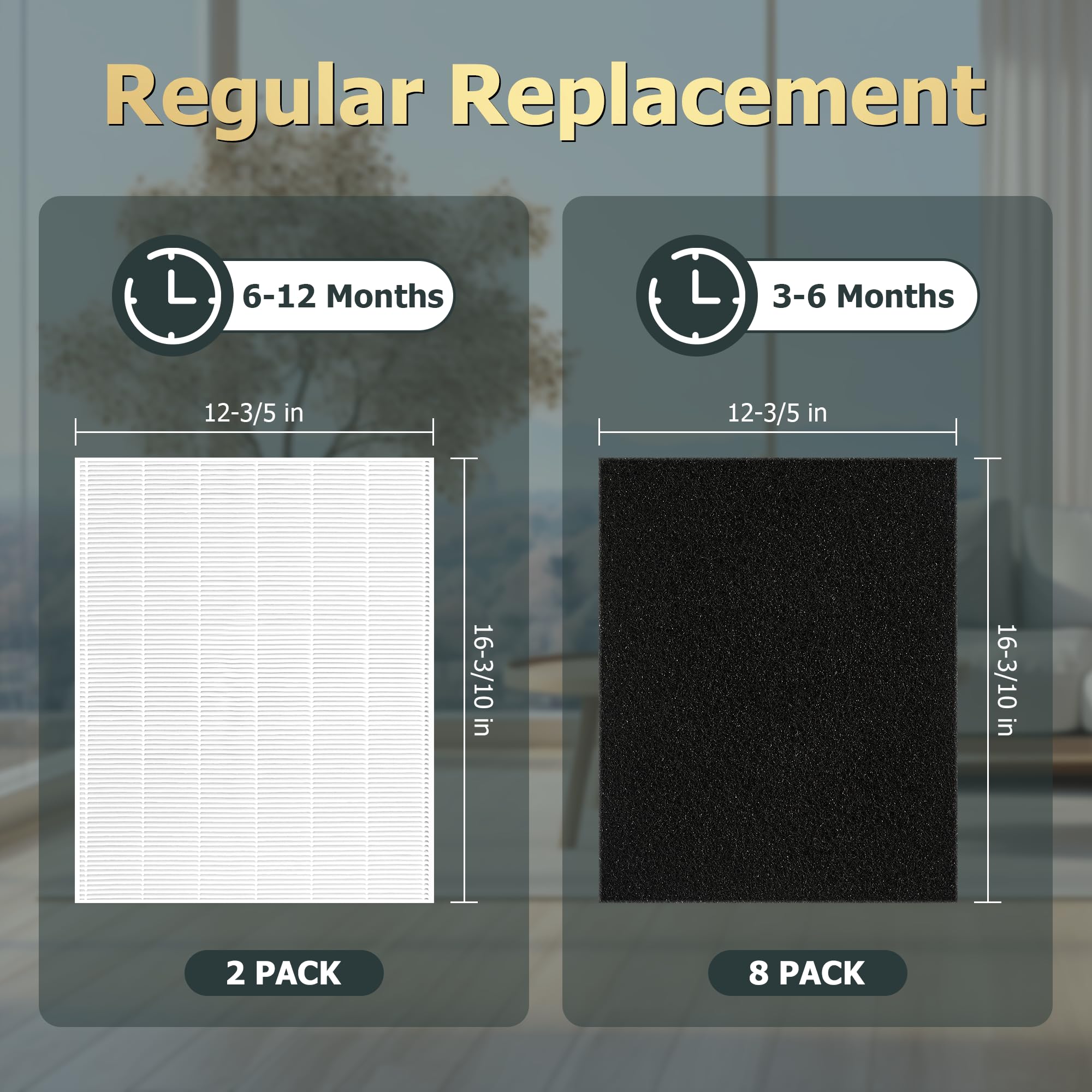 Improvedhand C535 Filter Replacement 115115 Filter A Compatible with Winix Plasmawave Air Purifier Models 5000 5000b 5300 5300-2 6300 6300-2 9000 Wac5300 Wac5500 Wac6300 Am90, 2 Pack True Filters