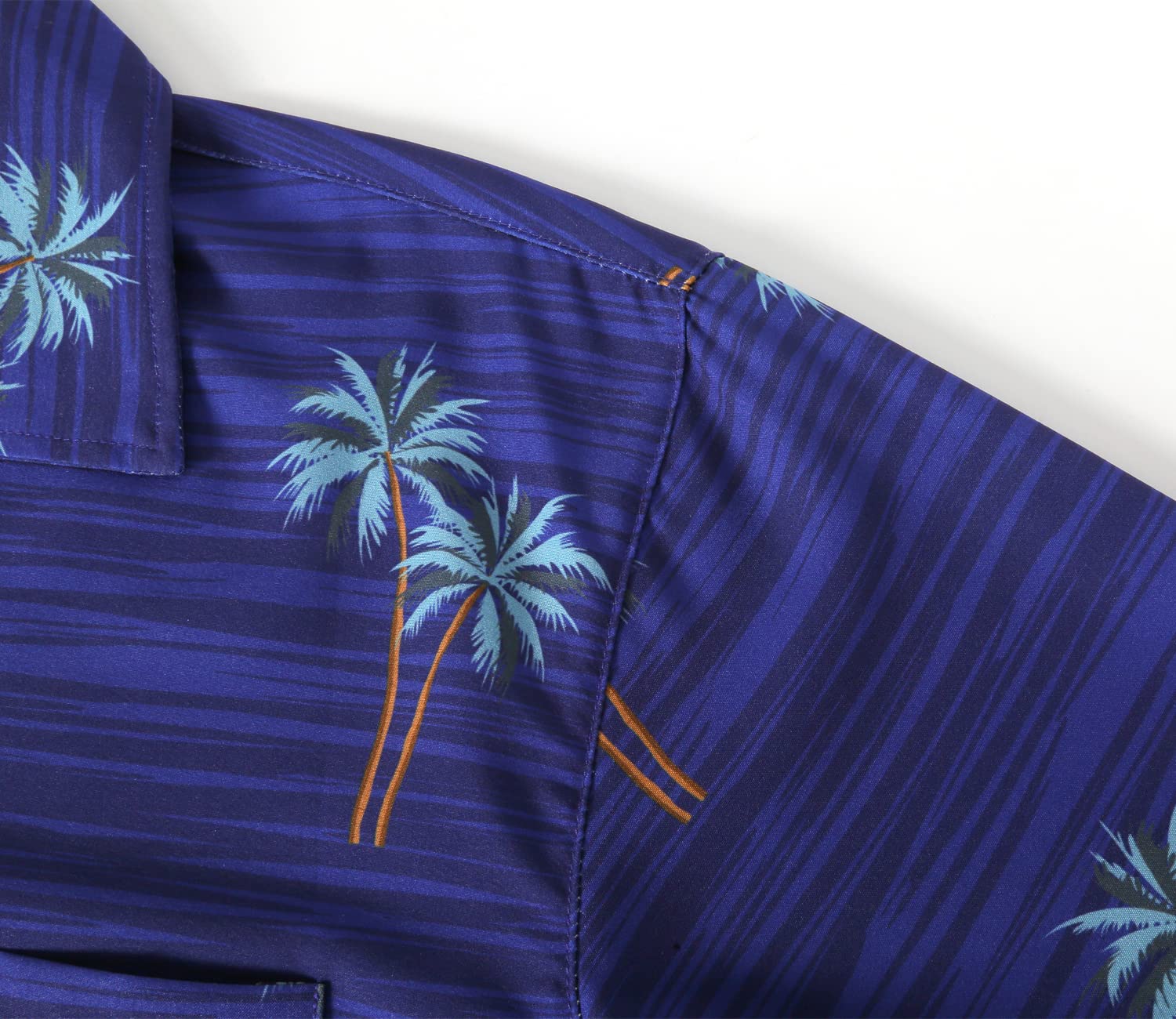 ELETOP Men's Hawaiian Shirt Quick Dry Tropical Aloha Shirts Beach Holiday Casual Shirts Blue F091 M