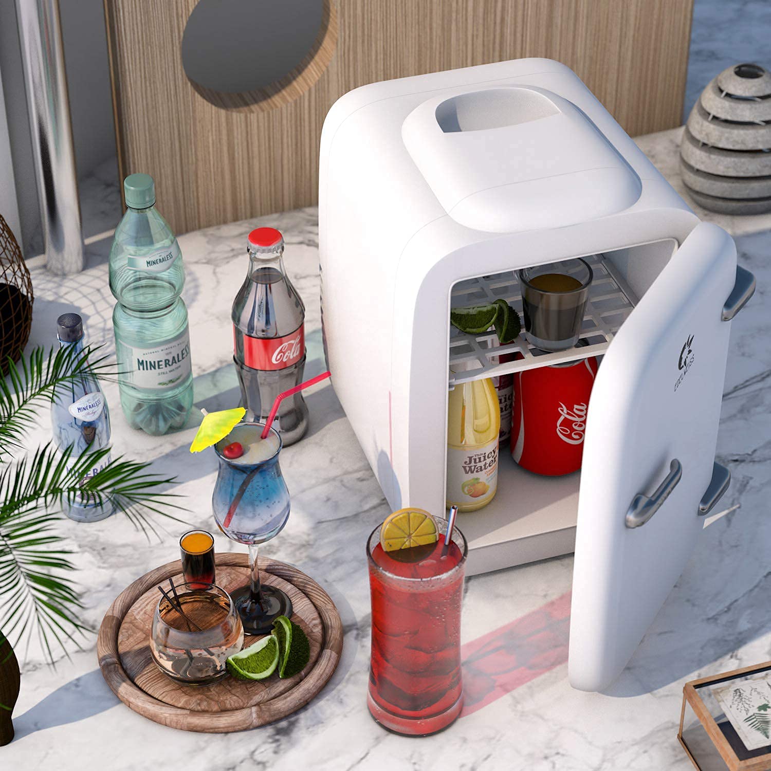 EDELWEISS Skincare Fridge, Mini Fridge for Bedroom, Makeup Refrigerator, Tiny Cosmetic Beauty Fridge, Desk Fridge for Office, Small Breastmilk Fridge, Portable Design with Handle, 4 Liter/6 Can