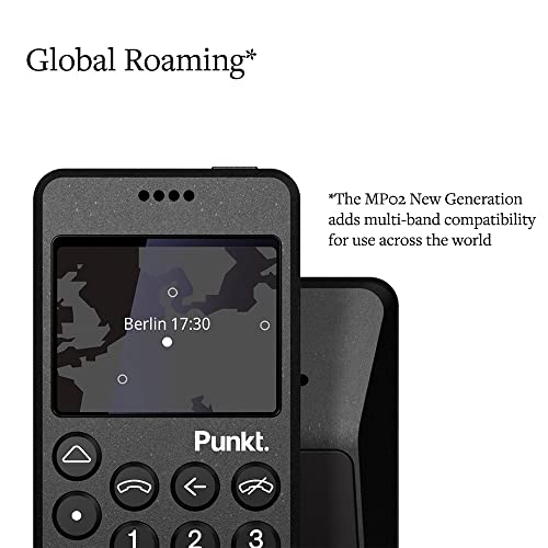 Punkt. MP02 New Generation 4G LTE Minimalist Mobile Phone, Unlocked, Nano-SIM, Wi-Fi Hotspot, Digital Security, 2GB RAM+16GB Storage, 1280 mAh Battery, Multiband β Black