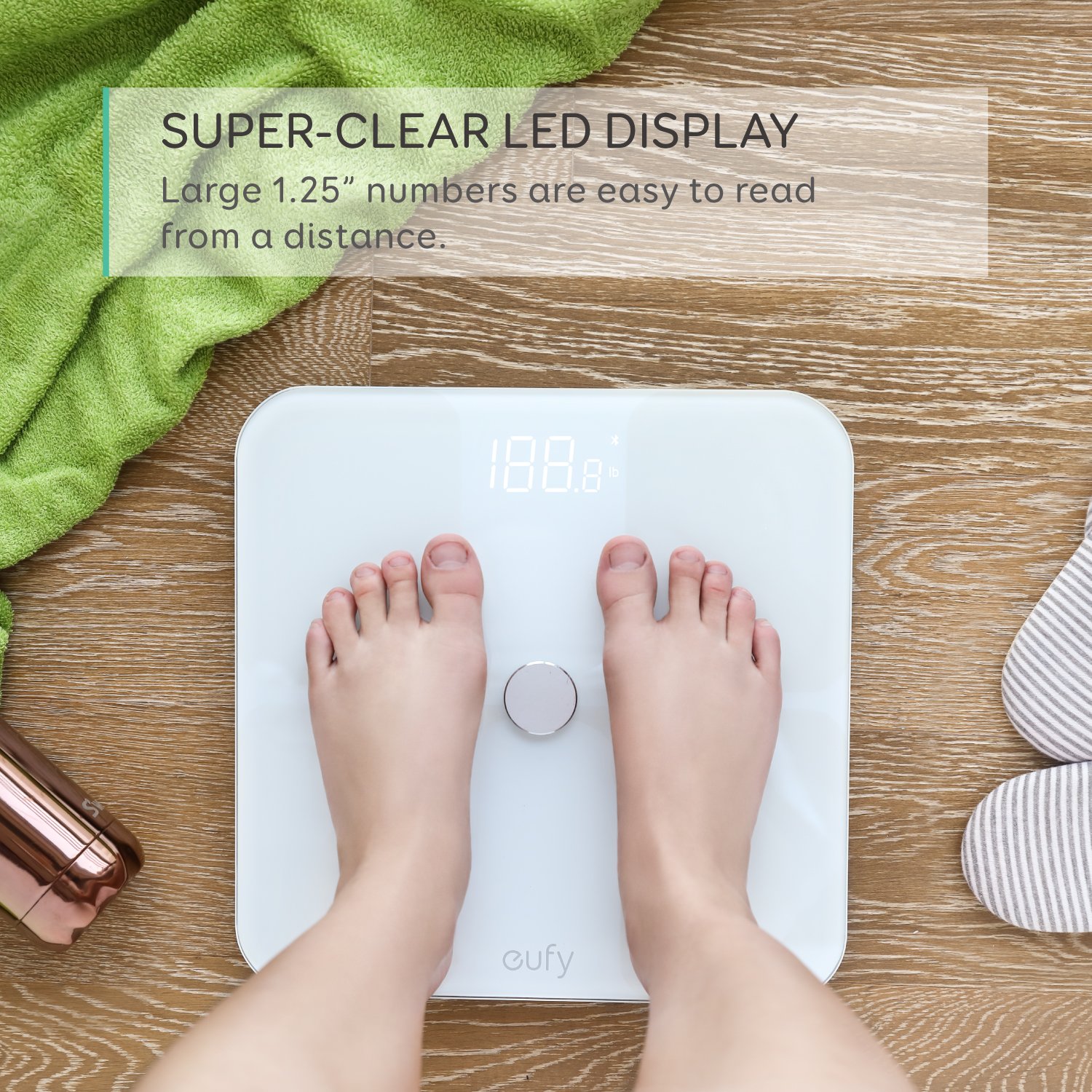 eufy Smart Scale with Bluetooth, Body Fat Scale, Wireless Digital Bathroom Scale, 12 Measurements, Weight/Body Fat/BMI, Fitness Body Composition Analysis, Black/White, lbs/kg.