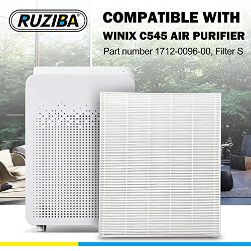 RUZIBA C545 Filter Replacement for Winix S Filter, Compatible with Winix C545 P150 B151 Air Purifier, Part# 1712-0096-00 and 2522-0058-00, 2 HEPA and 2 Pre-filter