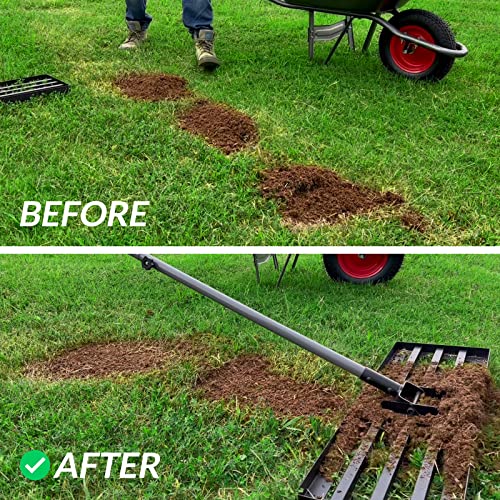Walensee Lawn Leveling Rake, 7FT 30"x10" Levelawn Tool, Heavy Duty Effort Saving Lawn Level Tool, Steel Handle Lawn Leveler for Yard Garden Golf Course, Ease Level Soil Sand Dirt Surfaces