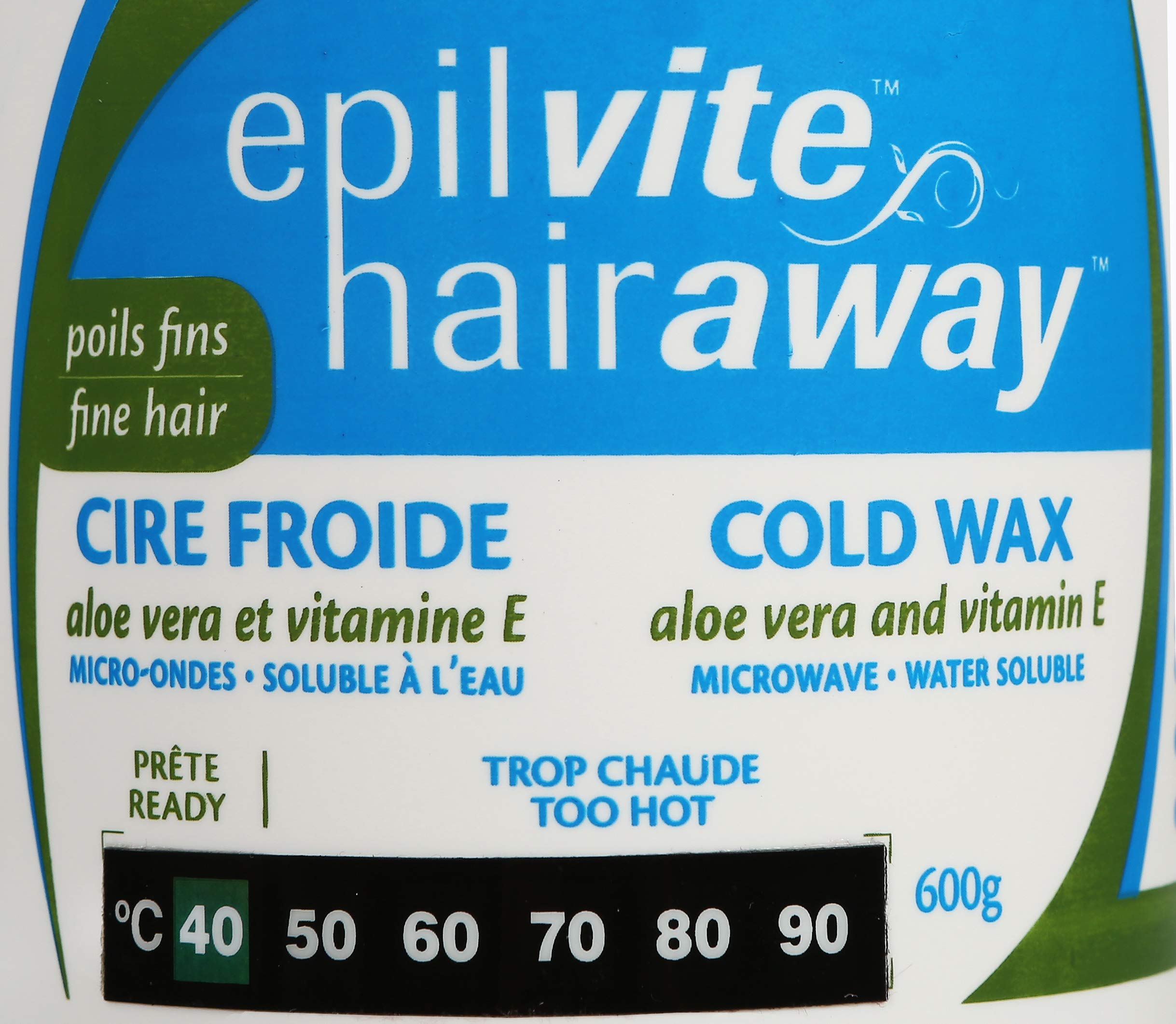 Epil-Vite/Hair Away - Cold Wax Aloe Vera and Vitamin E, for Fine Hair, 600 grams