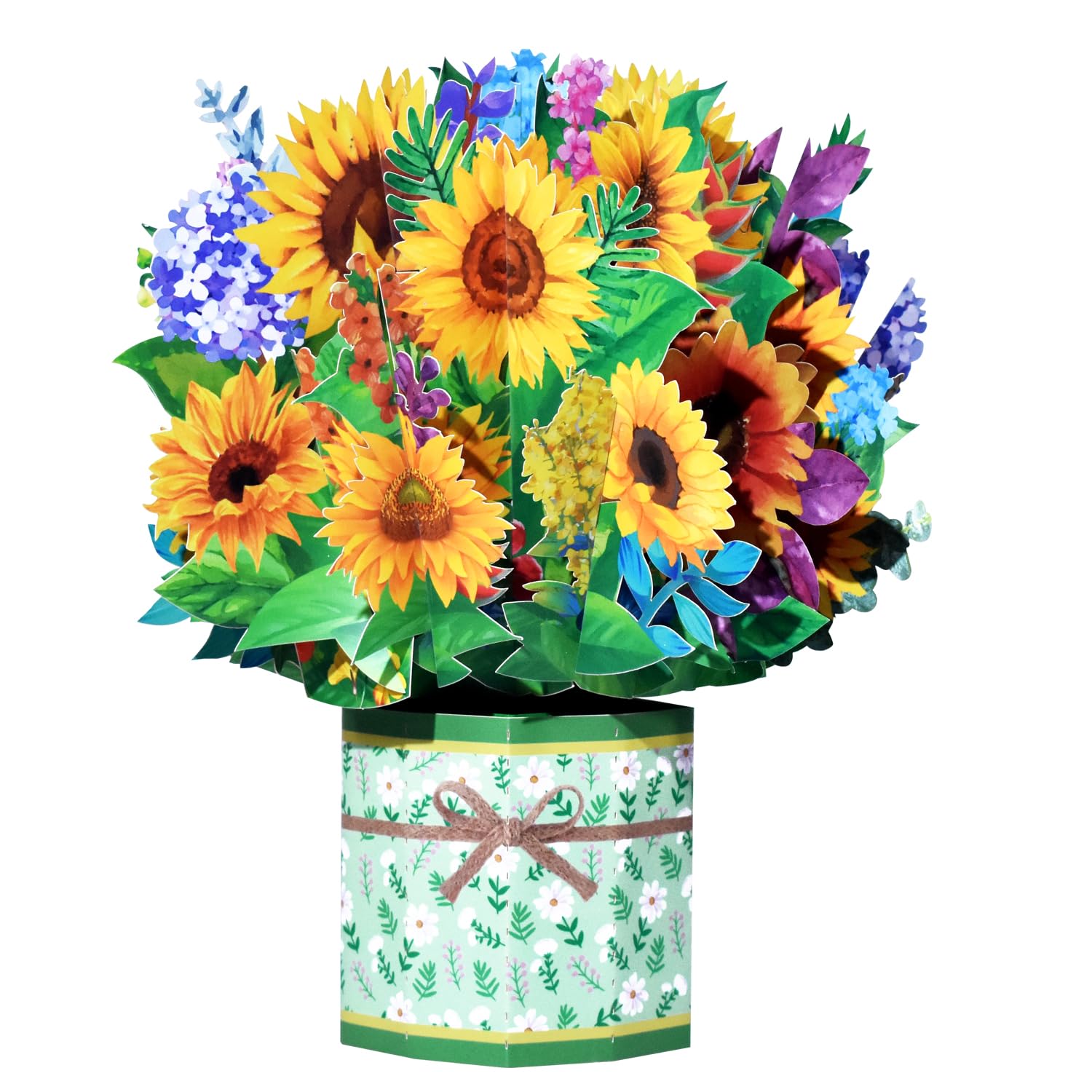 Sunflower 3D Pop-Up Card, Floral Greeting Card for Mother's Day, Summer Birthdays, Friendship Day, Graduation, Sunflower Bouquet Card for Mom, Grandma, Wife, or Friend, with Envelope and Note Card