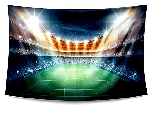 Night Football Field Photography Backdrop Polyester Tapestry Sport Stadium Photo Booth Background for Party Pictures,Table Decor,Bedroom Hanging FT-3543